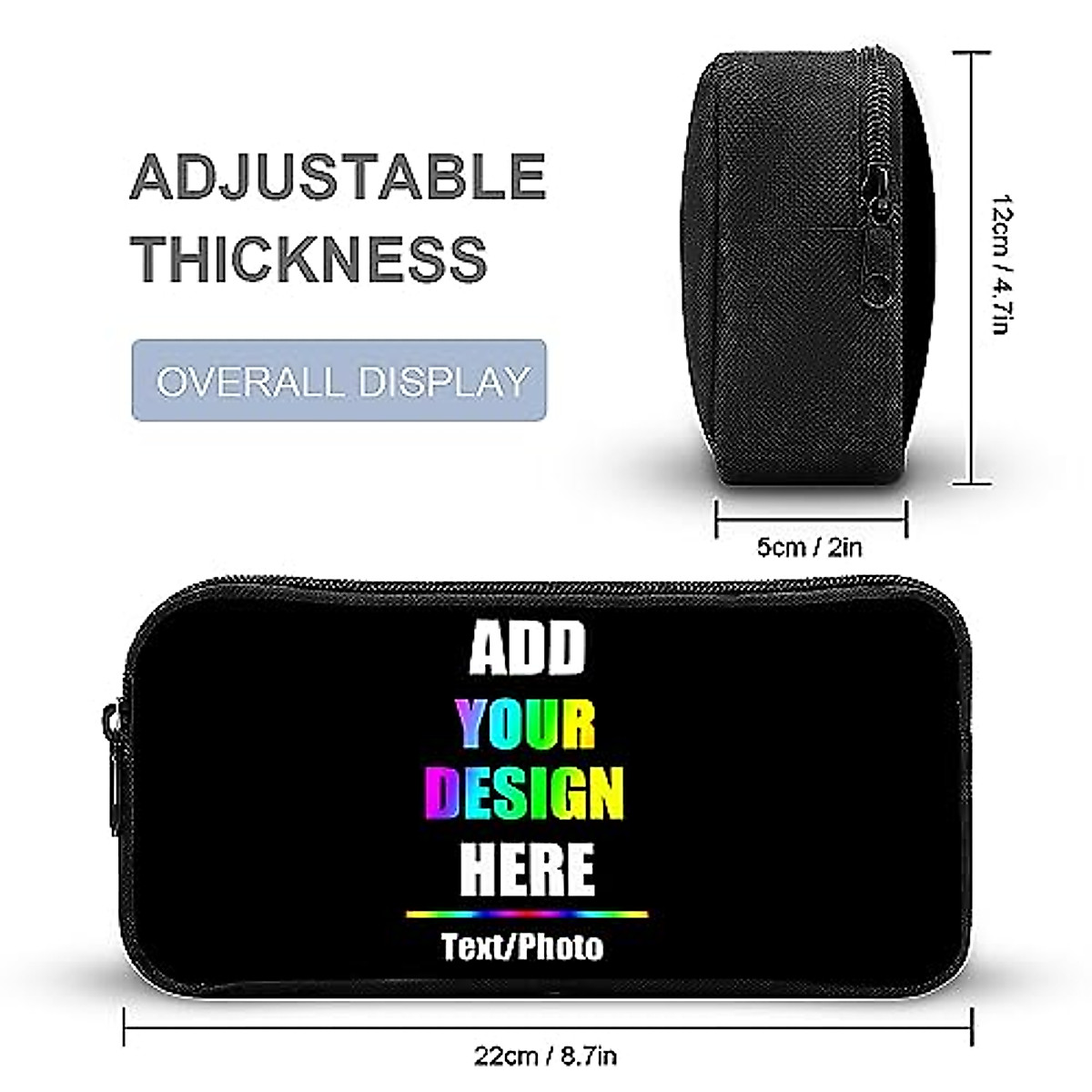 Husguciy Custom Backpack Set, Personalized Bookbag with Insulated Lunch Tote and Pencil Pouch 3Pcs, Customized 3 Piece Set Backpack with Your Name Text Photo for Boys Girls Adult