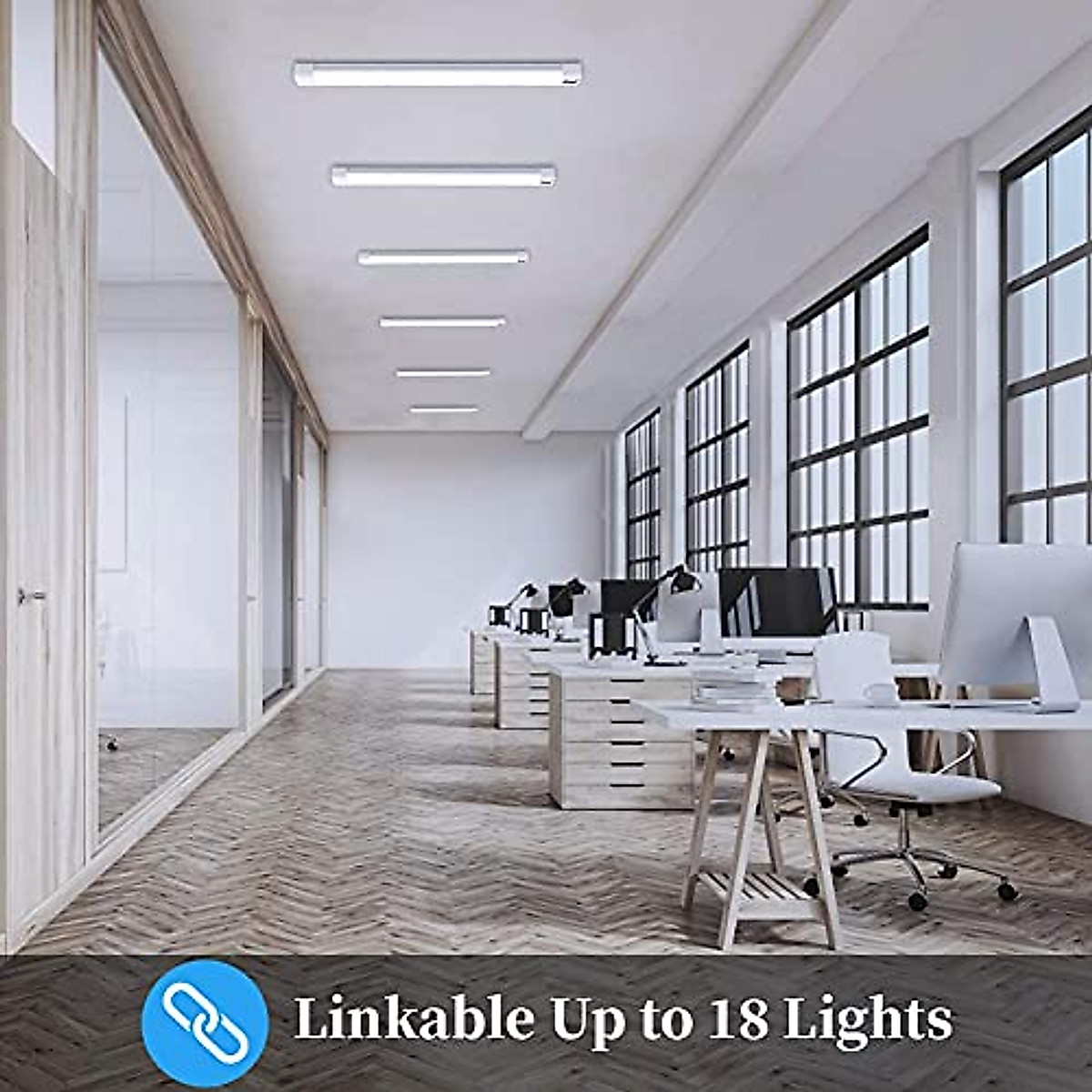 Airand Led Shop Light 2 Pack 2FT 18W 5000K Utility Led Garage Lights IP66 Waterproof Led Under Cabinet Lighting LED Cube Light for Garage, Workbench,Closet,Shop,Hallway