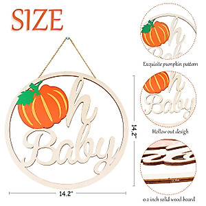 Little Pumpkin Baby Shower Decorations, Oh Baby Pumpkin Wooden Sign for Fall Theme Baby Shower Party Supplies
