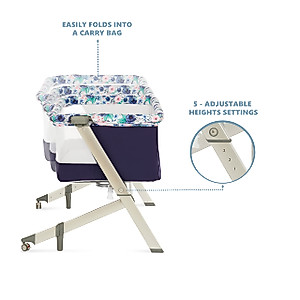 Dream On Me Flora Baby Bassinet in Floral Bloom, Lightweight and Portable Travel Bassinet with Carry Bag, Five Adjustable Height Position, Mattress Pad Included