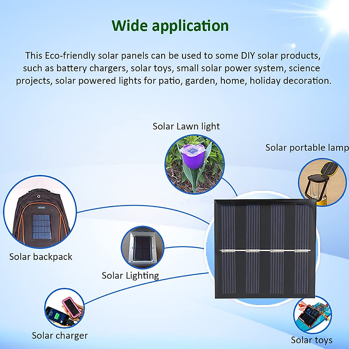 dream_light Mini Solar Panel, 10Pcs 2V 100mA 0.2W 60x60mm Polysilicon Small Solar Cell Module for DIY Solar Power Lights Toys Charger