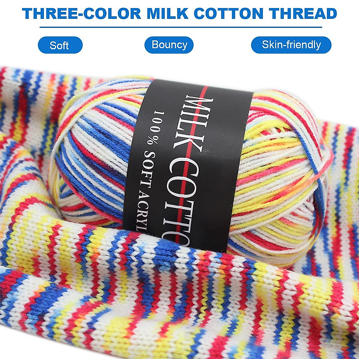 6 Rolls 50g Acrylic Yarn Skeins, Soft Yarn for Crocheting and Knitting Craft Project, Assorted Starter Crochet Kit Yarn Bulk for Adults and Kids (Grey)