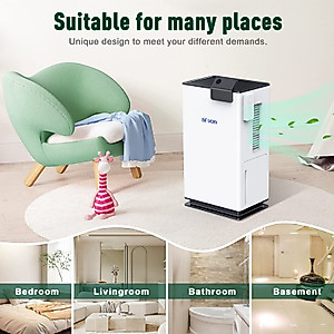 SEAVON 68oz Dehumidifiers for Home with Remote Controller, Ultra Quiet Dehumidifier for 660 sq ft, 2 Speed Modes, Breath Light Mode, Auto-Off, Perfect for Living Room, Bedroom, Bathroom, Closet, RV