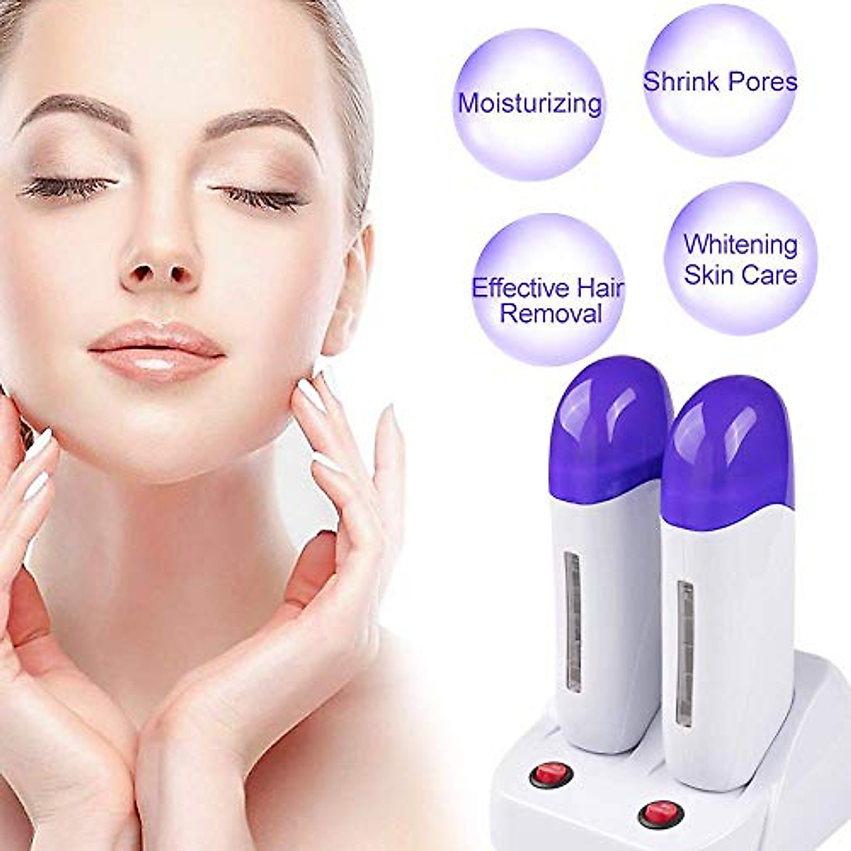 Subay 110V Double Depilatory Wax Warmer Waxing Kit for Women Men Coarse Hair Removal with Heater Base for Hair, Eyebrow, Facial, Armpit, Bikini, Brazilian