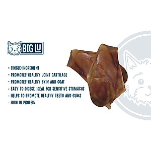Big Lu – Pig Ear Dog Food, All Natural Pork Based Dog Treats, Single Ingredient Pig Ears for Dogs, Dog Chews Rich in Glucosamine and Chondroitin for Joint Health (12 Chews)