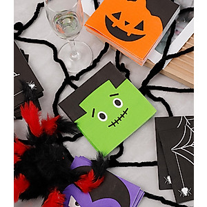 100 PK Halloween Cocktail Napkins - 4 Assorted Designs - 3-Ply Halloween Paper Napkins for Halloween Party Supplies Disposable Party Napkins Ghost Paper Beverage Napkins Bulk Kids Birthday