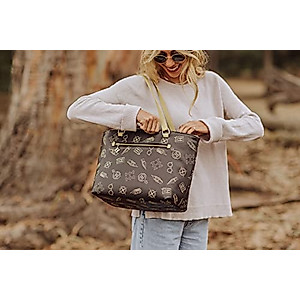 PICNIC TIME Harry Potter Hogwarts Uptown Cooler Tote Bag, Insulated Purse Lunch Bag for Her, Stylish Beach Bag Soft Cooler, (Black with Gold Accents), 14.37 x 7.28 x 10.63