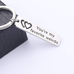BNQL You're My Favourite Weirdo Keychain Funny Valentines Keychain Gift for Him or Her