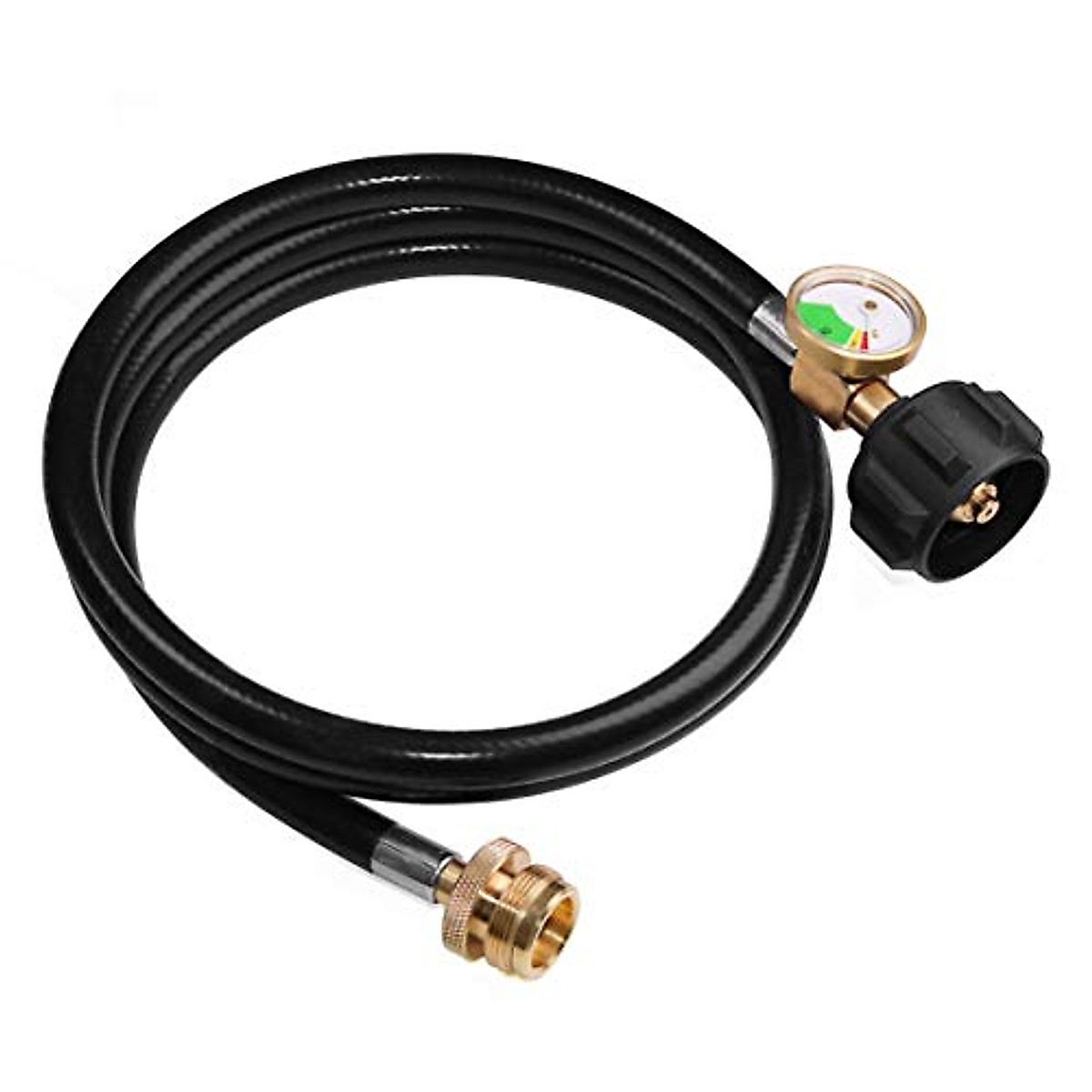DOZYANT 5 FT Propane Hose Adapter with Propane Tank Gauge for Weber Q1200, 1000 Propane Grill, 1 lb to 20 lb Propane Converter Hose for Propane Stove, Tabletop Grill and More 1lb Portable Appliance
