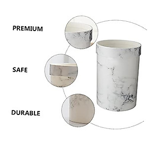 Garneck 1pc Garbage Can Platic Garbage Bin Waste Paper Basket Marble Wastebasket Table Trash Can Small Garbage Bin Small Trash Can Car Trash Can Storage Tank No Cover White Plastic Office
