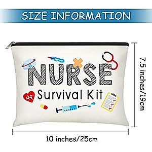 Frienda 8 Pcs Nurse Survival Kit Makeup, Cosmetic Bag Nurse Practitioner Gifts Toiletry Bag Funny Travel Bag Nurses School Supplies for Nursing Student (White)
