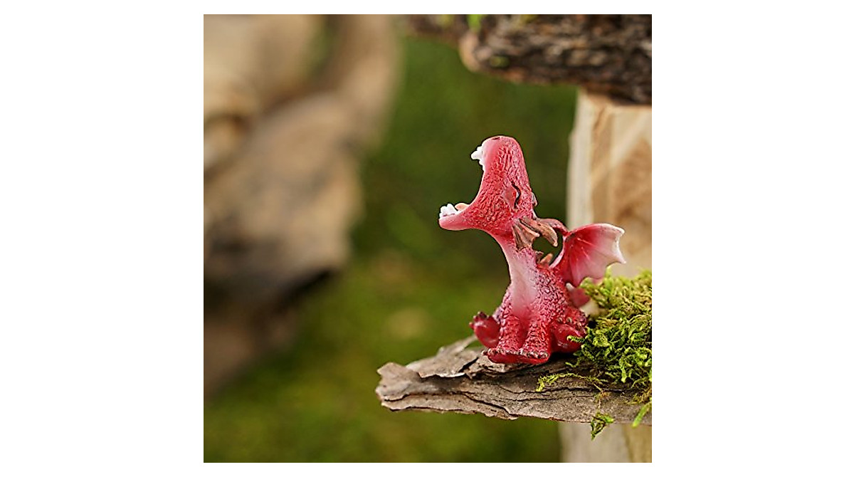 Mini Red Dragon Roaring Figurine - Enchant Fairy Gardens & More