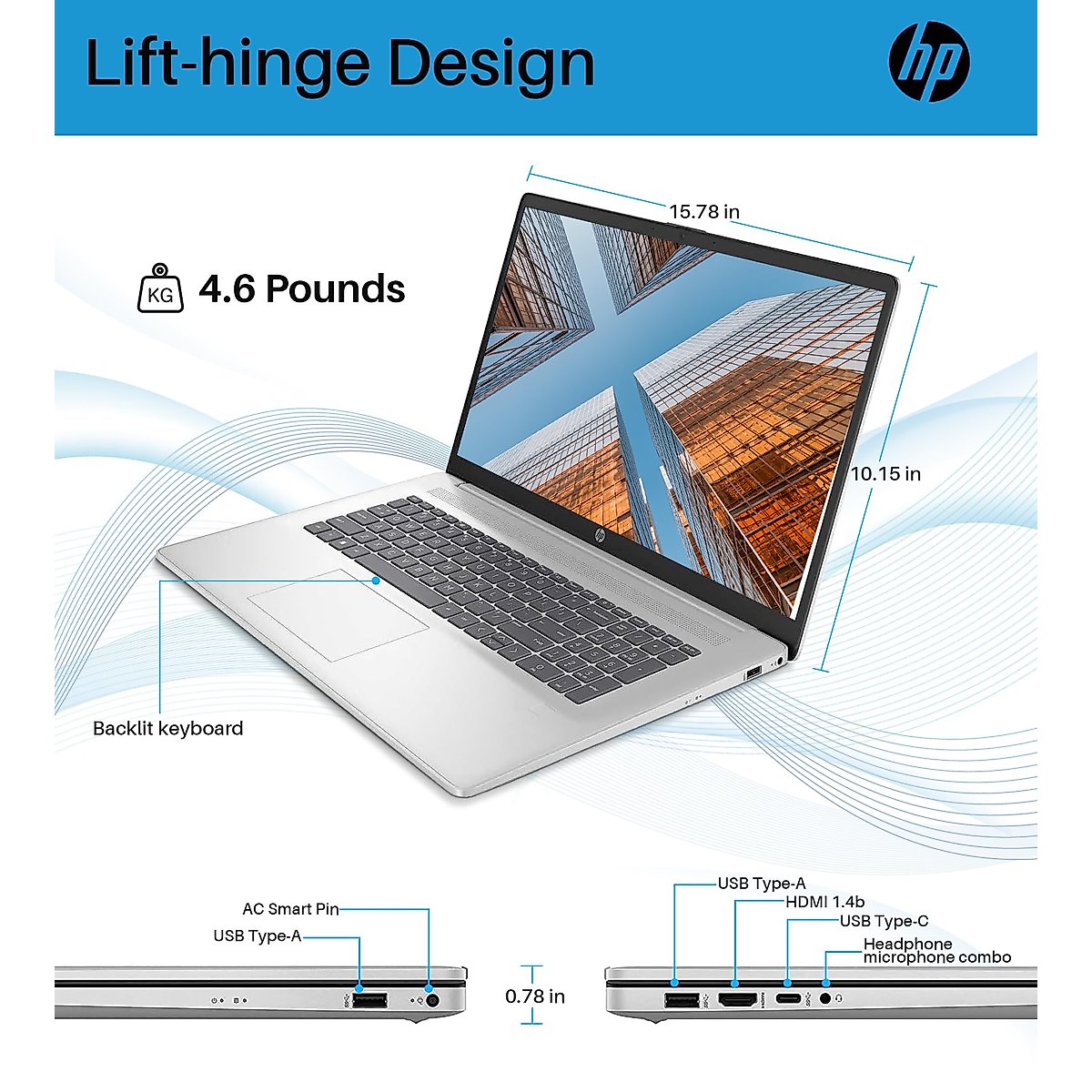 HP 17.3 Inch FHD Laptop for Business and Office, Intel Core i5 1335U Processor (10-Core, Up to 4.6GHz), 32GB RAM, 1TB SSD, Intel Iris Xe Graphics, Wi-Fi 6, Backlit Keyboard, Windows 11 Home