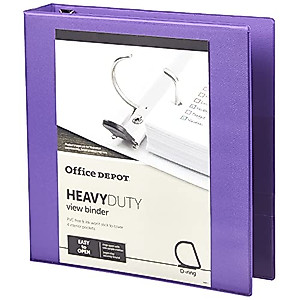 Office Depot® Brand Heavy-Duty D-Ring View Binder, 1 1/2" Rings, 54% Recycled, Purple