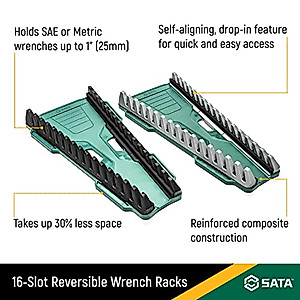 SATA 16-Slot Reversible Wrench Racks, SAE and metric, 2-Pack - ST95411