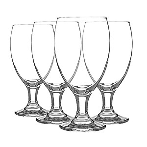Rink Drink 4x Pint 590ml (20oz) Classic Tulip Beer Glasses Set - 'Empire' Range - Stemmed Snifter Drinking Lager Glass