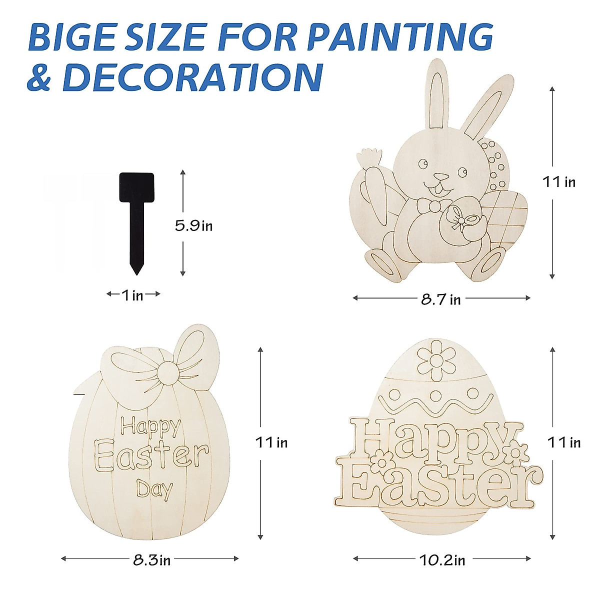 3pc Easter Arts and Crafts for Kids Paint Your Own Easter Yard Signs Wood Paint Craft Kits for Ages 8-12 Home Party Suppliess