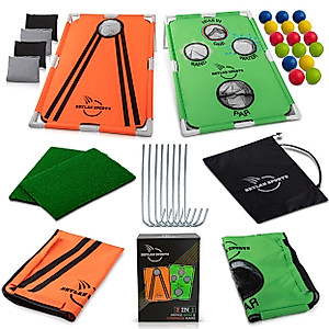 Brylan Sports 2 in 1 Chipping Golf and Cornhole Game Set - with All Accessories Including Cornhole Carrying Case and Perfect for Backyard Games, Outdoor Yard Games and Camping Games.