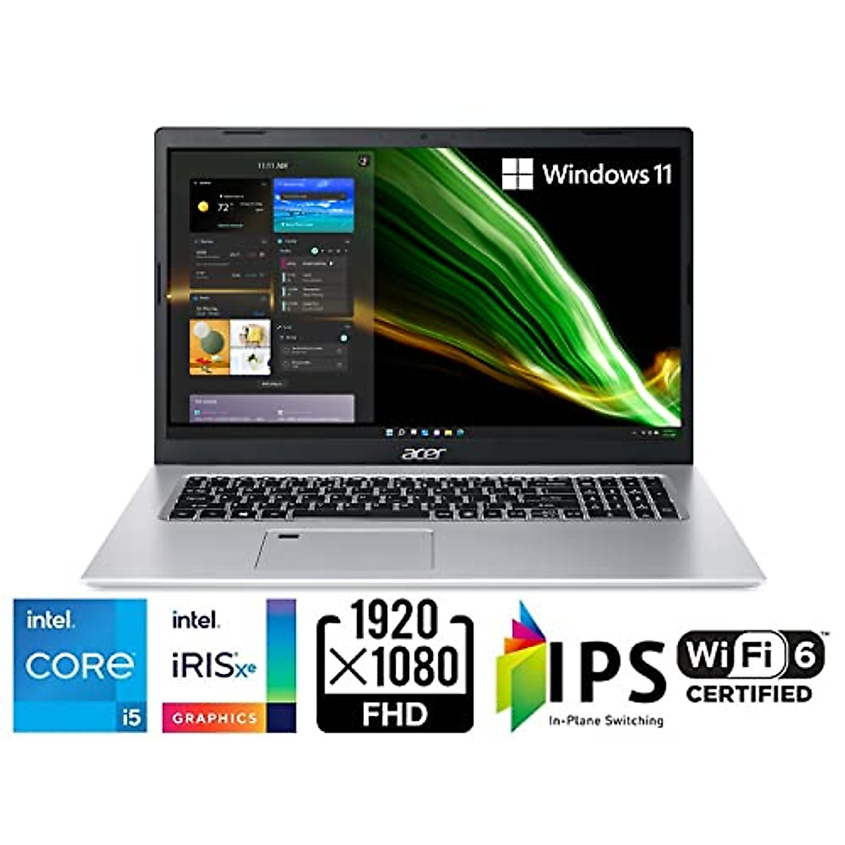 Acer Aspire 5 A517-52-58UL Laptop | 17.3" Full HD IPS Display | 11th Gen Intel Core i5-1135G7 | Intel Iris Xe Graphics | 8GB DDR4 | 512GB SSD | WiFi 6 | Fingerprint Reader | BL Keyboard | Windows 11