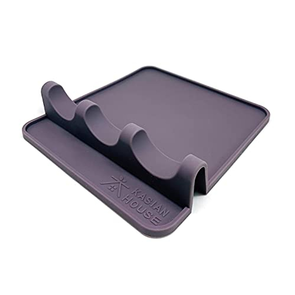 Silicone Utensil Rest by Kasian House - Extra Large Kitchen Spoon Rest with Drip Pad, Utensils Holder for Spoons, Spatulas, Ladles, Tongs & BBQ, BPA-Free, Heat-Resistant & Dishwasher Safe (Grey)