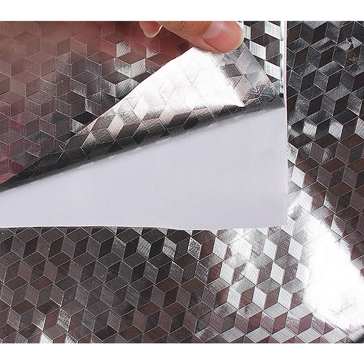 Taamall Simplemuji Kitchen Stove Backsplash Aluminum Foil Self-Adhesive Sticker Waterproof Oilproof Wallpaper Cabinet Shelf Liners Paper 15.8inch by 9.8ft