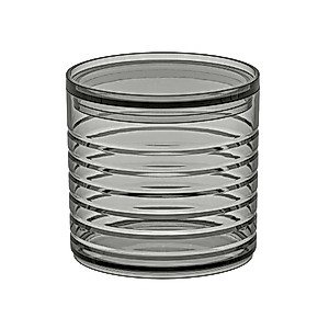 Amazing Abby - Izzy - Acrylic Bathroom Canister (40 oz), Plastic Apothecary Jar for Vanity, Midnight Grey, BPA-Free and Shatter-Proof, Great for Bath Sponges, Shower Balls, Loofah Pads, and More