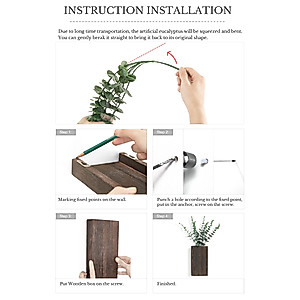 Dahey 2 Pack Wood Wall Planter Vase with Artificial Eucalyptus Farmhouse Wall Hanging Decor Pocket Planter for Indoor Fake Plants Greenery, Living Room Bedroom Kitchen Home Office Decoration