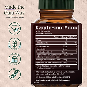 Gaia Herbs Turmeric Supreme Joint Health - Joint Support Supplement - with Quercetin,Black Pepper,Boswellia,Ginger Root,Curcuminoids,&More-120 Liquid Phyto-Capsules(30-Day Supply)