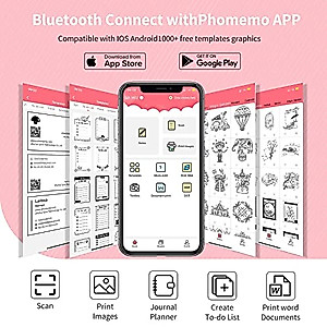 Phomemo Mini Bluetooth Sticky Printer M02 Thermal Inkless Pocket Printer, Portable Hand-held Small Printers, Compatible with iOS, Android for Travel, Note, to-do List, Journal, Planner, Scrapbook