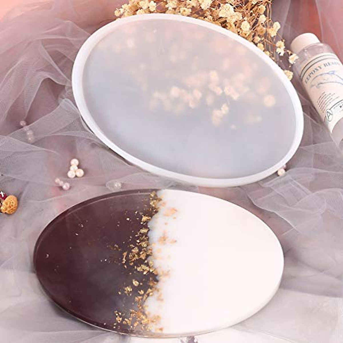 ARTIBETTER Pack of 3 Silicone Resin Tray Molds Oval Shaped Crystal Epoxy Platter Molds Coaster Resin Casting Molds for DIY Desktop Decoration