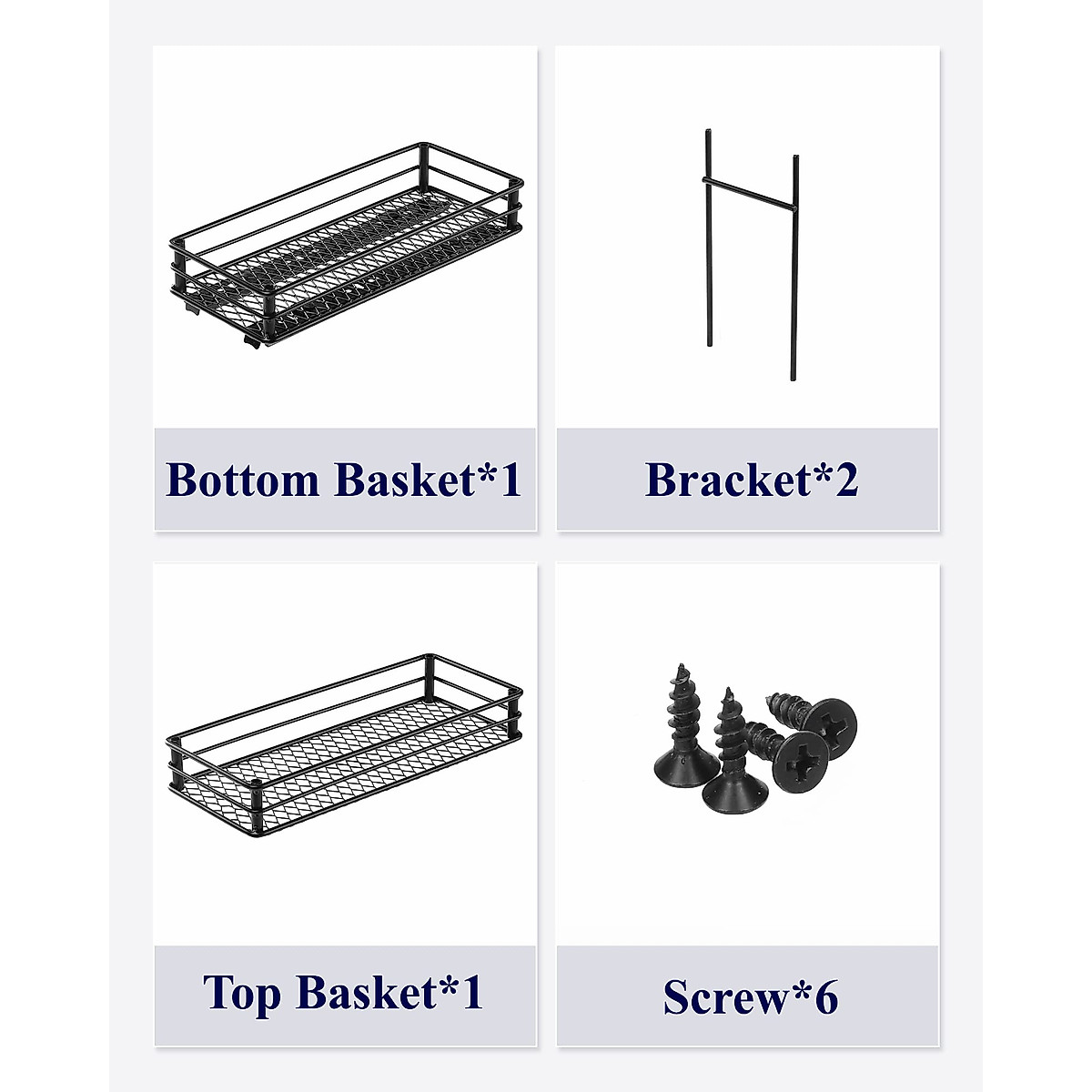 Kitsure Spice Rack Organizer for Cabinet - 2 Packs, Easy-to-Install Pull Out Spice Cabinet Organizers, 4.33''Wx10.23''Dx8.54''H Slide Out Spice Racks