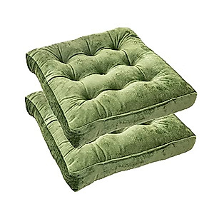 ETULLE Kitchen Chair Pads Set of 2, 18 X 18 Outdoor Chair Cushions 2 Pack, Washable Seat Cushions for Dining Room Chairs Soft Velvet Fabric, Non Slip, No Fading and Wearable, Machine Washable Green