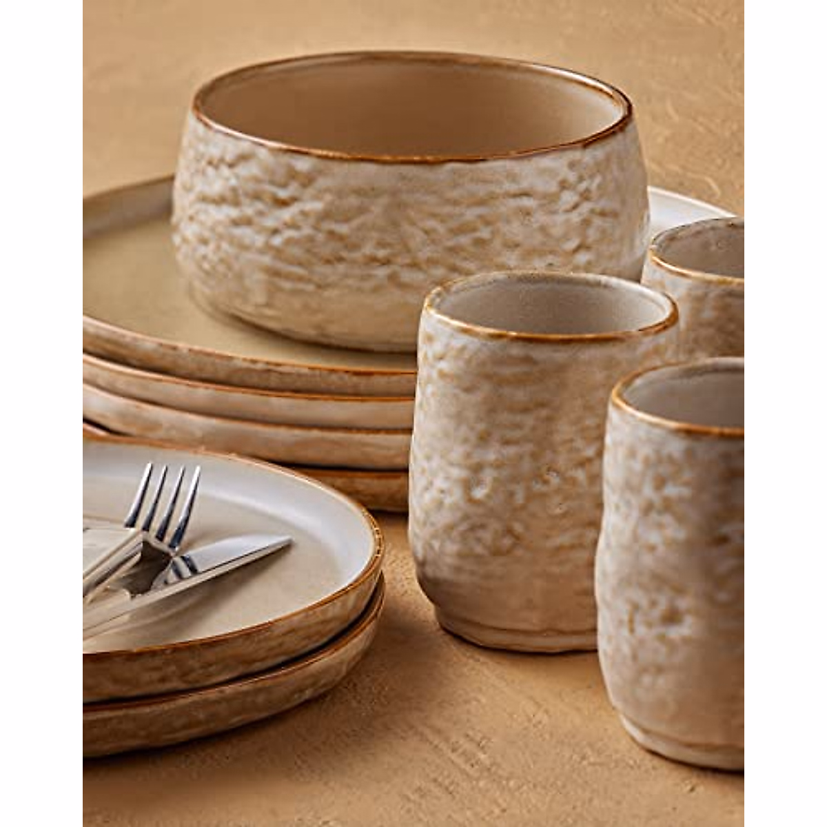 Stone by Mercer Project SHOSAI Stoneware 16-Piece Dinnerware Set, Sand