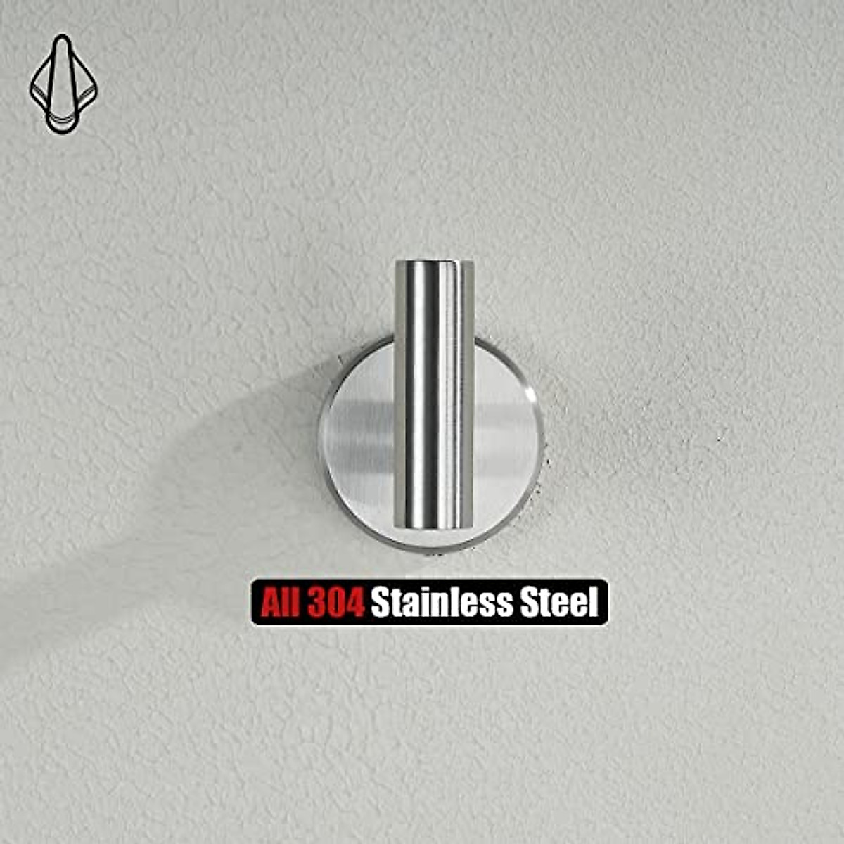 JQK Bathroom Towel Hook Brushed, Coat Robe Clothes Bath Wall Hooks for Kitchen Garage SUS 304 Stainless Steel Thick 0.8mm, 2 Pack Brushed Steel, TH100-BN-P2