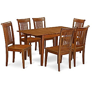 East West Furniture PSPO7-SBR-W Dining Set, 7-Pieces