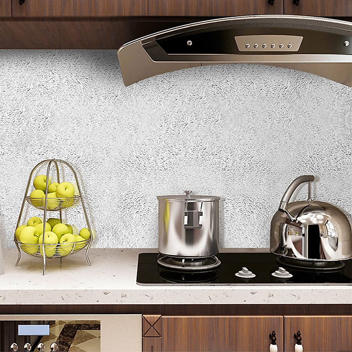 FOCCTS Kitchen Backsplash Wallpaper, Self Adhesive Peel and Stick Wallpaper Aluminum Foil Contact Paper, Oil Proof Waterproof Stove Sticker for Countertop Drawer Liner Shelf Liner 15.7'' x 196''