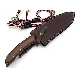 Nooraki BK-55 Handmade Damascus Hunting Bowie Knife Full Tang With Leather Sheath