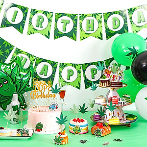 85 Pcs Weed Party Supplies Weed Themed Birthday Party Decorations Including Pot Leaves Birthday Banners Weed Shape Foil Balloon Weed CakeToppers Balloons Stickers for Adults Cannabis Birthday Party