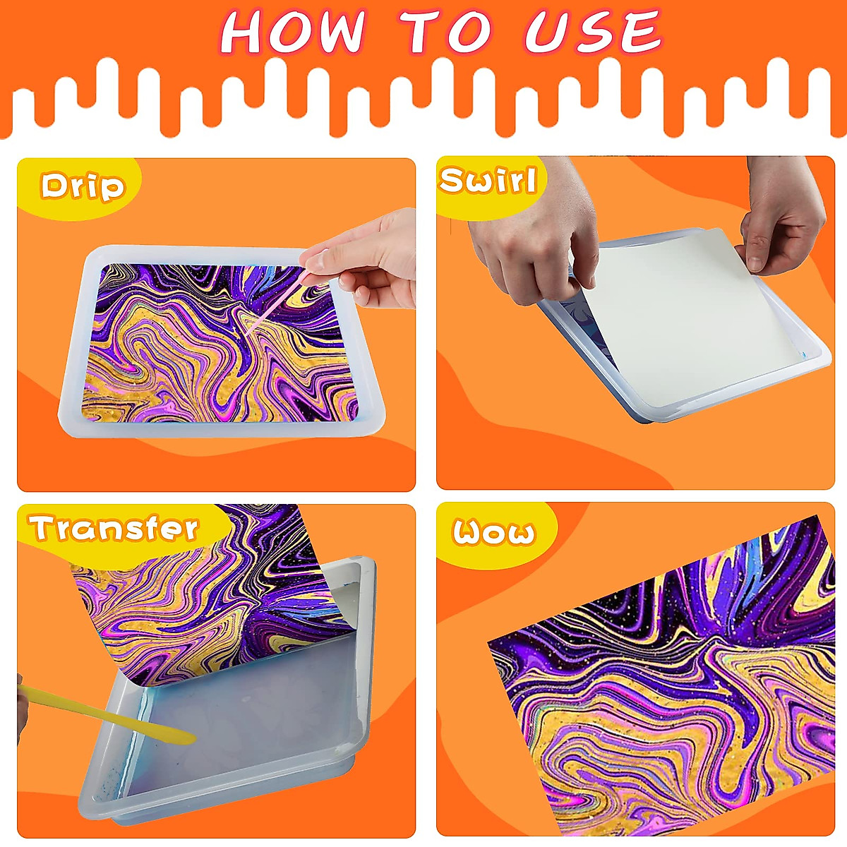 Wings Giant Water Marbling Paint Kit with Individual Powder, Art Kits for Kids, Marbling Paint Kit, Marbling Kit for Girls & Boys, Arts and Crafts Kit Ideas for Girls Boys Ages 8-12 Kids Activities