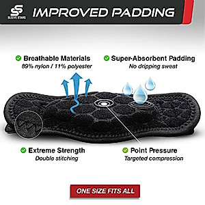 Sleeve Stars Tennis Elbow Brace for Men & Women, Tennis Elbow Strap Tendonitis Arm Band, Counterforce Brace & Elbow Band for Tendon Pain Relief w/ 3 Forearm Support Straps, Fits 9-23" (Single/Black)