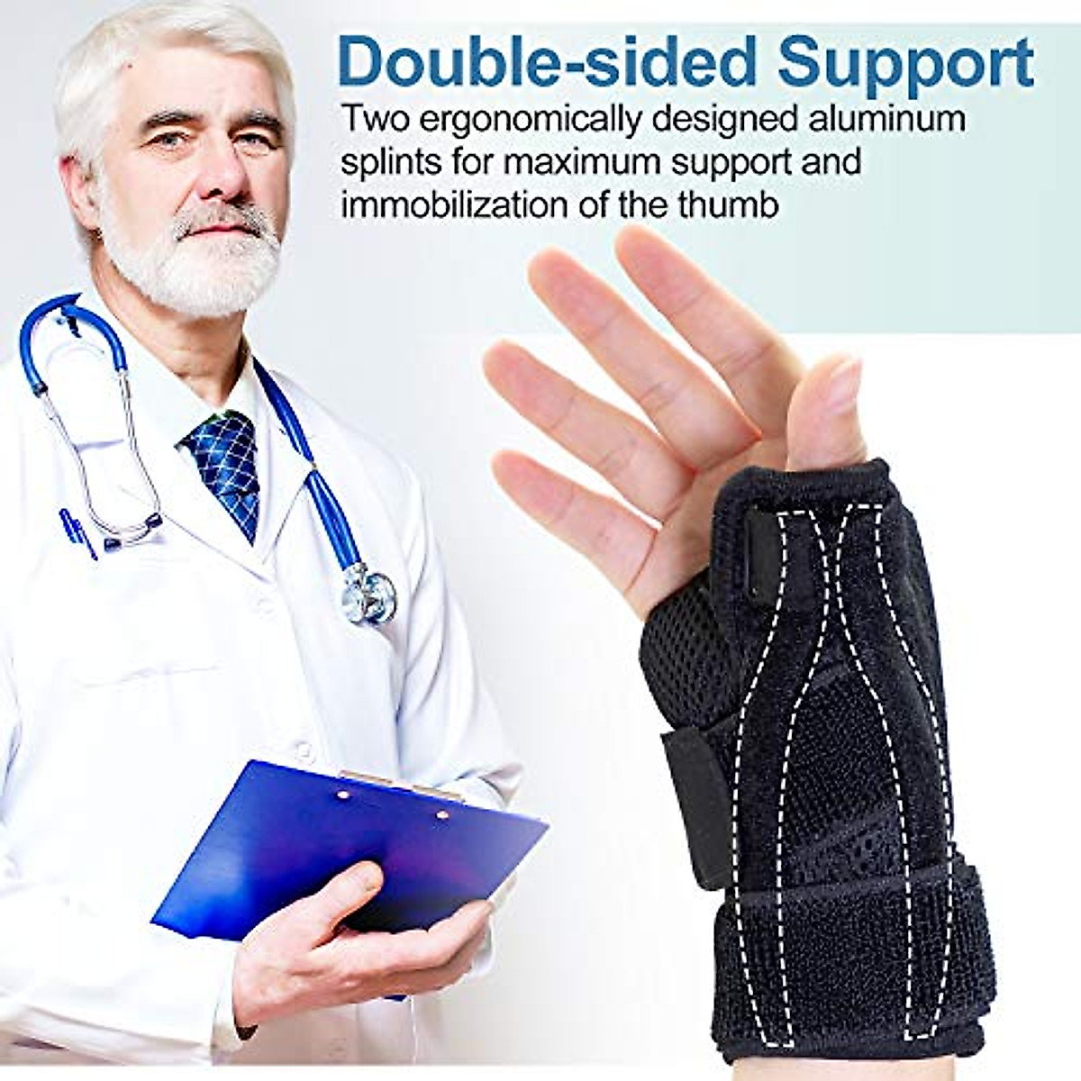 Kimihome Thumb Spica Splint - FSA or HSA eligible - 1 PCS Thumb Wrist Stabilizer for Pain Relief, Tendonitis, Sprained and Carpal Tunnel Supporting, Thumb Spica Splint Fits Both Left and Right Hands