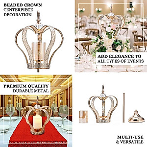 Efavormart 25" Crown Candle Holder Stand, Gold Metal Votive Holders for Weddings, Birthday, Party, Home, Garden, Table Centerpieces Decorations, Anniversary Celebrations