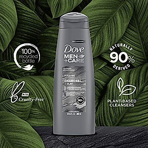 DOVE MEN + CARE Men+Care Shampoo for HealthyLooking Hair Charcoal Clay Naturally Derived Plant Based Cleansers, Fresh, 12 Ounce