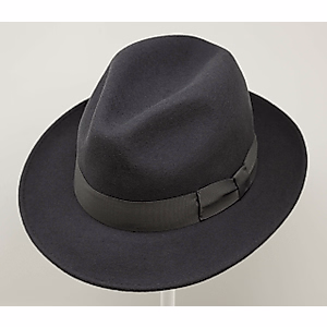 Swift - Fedora - Lightweight - 100% Wool Felt - Crushable for Travel - Water Resistant - Snap Brim - Dark Grey 58cm