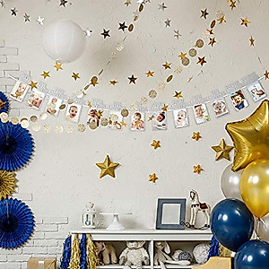 1st Birthday Baby Photo Banner - Perfect 1-12 Month Photo Prop Garland Bunting Baby Shower Party Decoration Glitter Silver