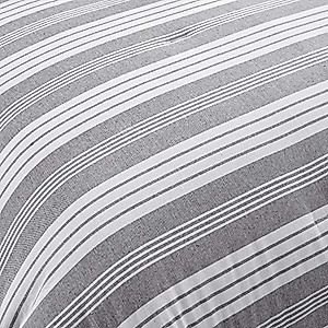 Lush Decor Gray and White Farmhouse Recycled Yarn-Dyed Cotton Stripe 5-Piece Comforter Set (King)