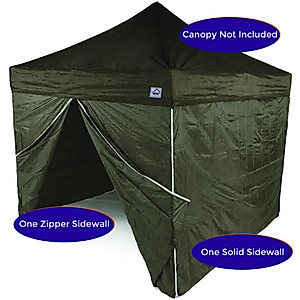 Impact Canopy 10-Foot Canopy Tent Wall Set, 1 Solid Sidewall and 1 Middle Zipper Sidewall Only, Black