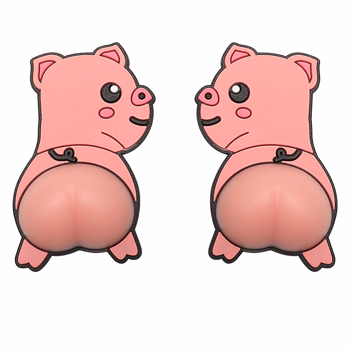 HALUOGUAI 1 Pair 3D Cartoon Animal Butt Shaped Flexible Silicone Fridge Door Stops,Self Adhesive Decorative Wall Protector,Pink Peach Shaped Waterproof Toilet Lid Bumper Pad (Pig)