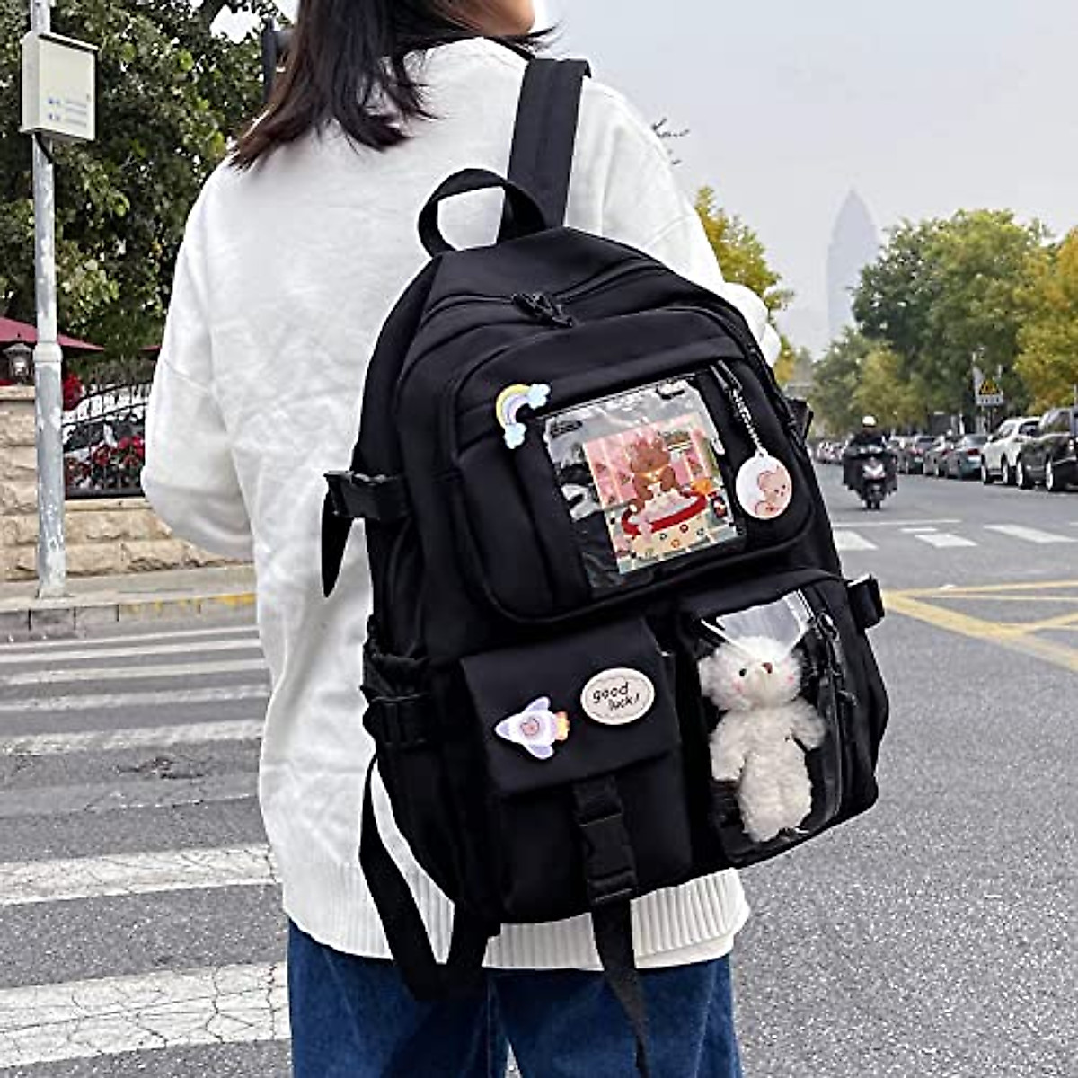 Women Backpack Multi-Pocket Nylon Girls Schoolbag Kawaii Girl Travel Student Bag