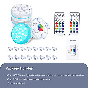 Pool Lights, Submersible LED Lights with Magnet and Suction Cups, with Remote IP68 Waterproof 16 Colors Hot Tub Underwater 15 LED Pool Lights for Above Ground Inground Pool, Bath, Party, Vase (4pack)
